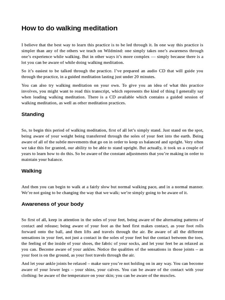 How To Do Walking Meditation | PDF | Meditation | Emotions
