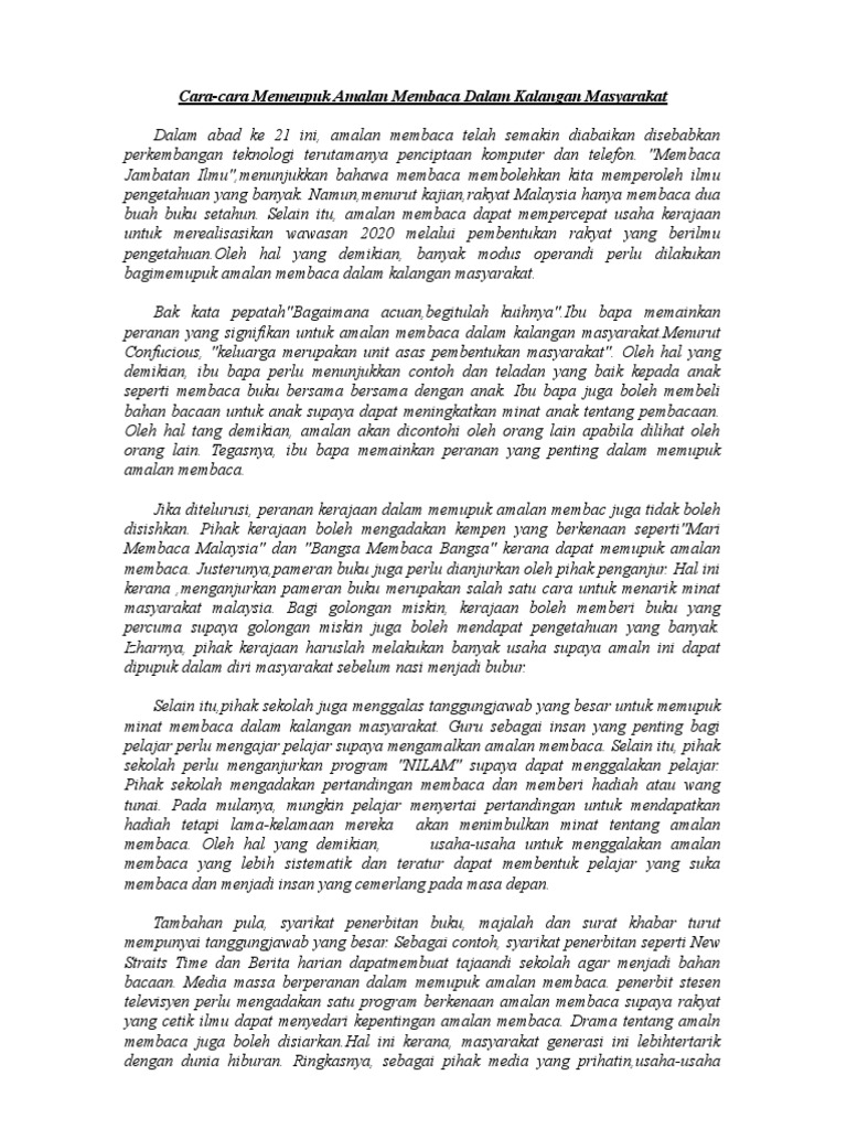 Cara Meningkatkan Amalan Membaca | PDF