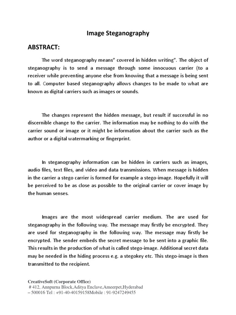Image steganography Abstract | Areas Of Computer Science | Digital & Social Media