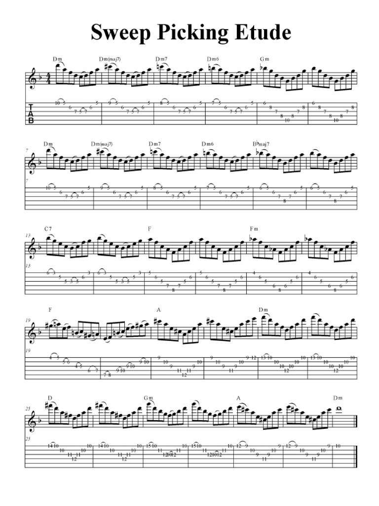 Sweep Picking Etude PDF | PDF