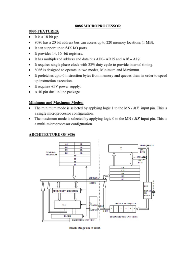 8086 Microprocessor 8086 FEATURES | PDF | Central Processing Unit ... 8086 Microprocessor 8086 FEATURES | PDF | Central Processing Unit ...