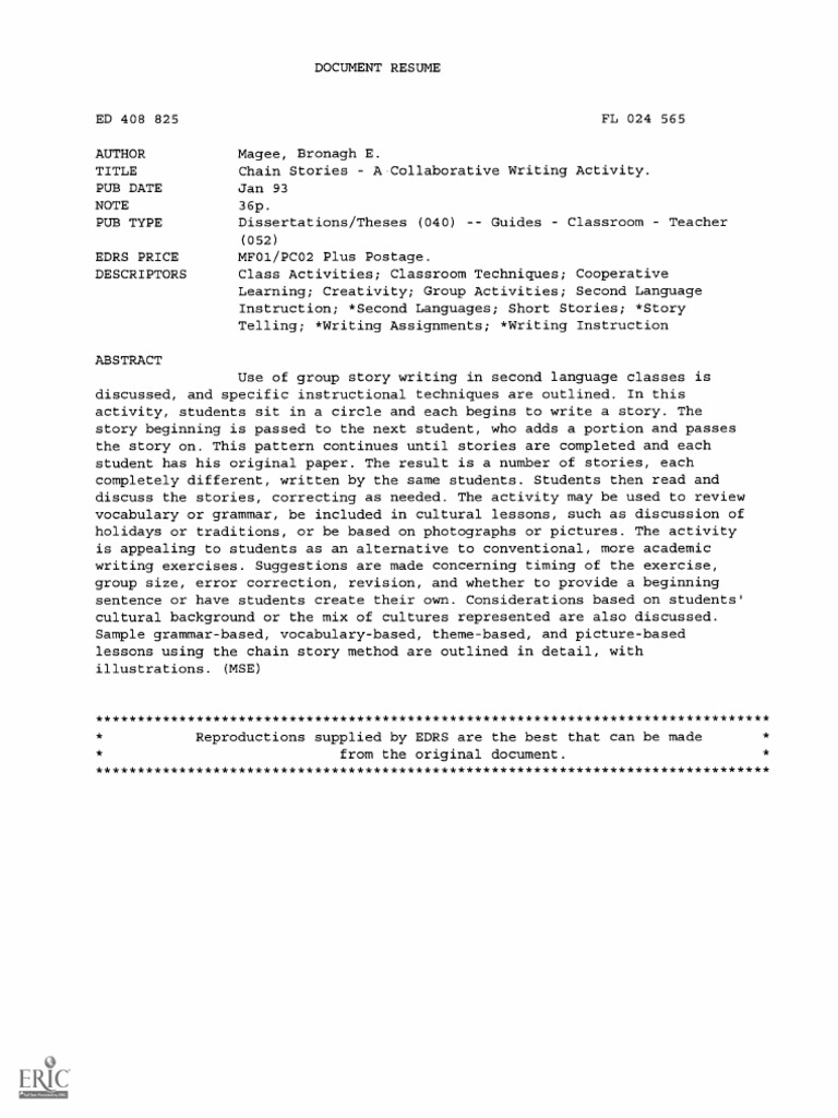 Chain Story PDF | PDF | Narrative | Teachers
