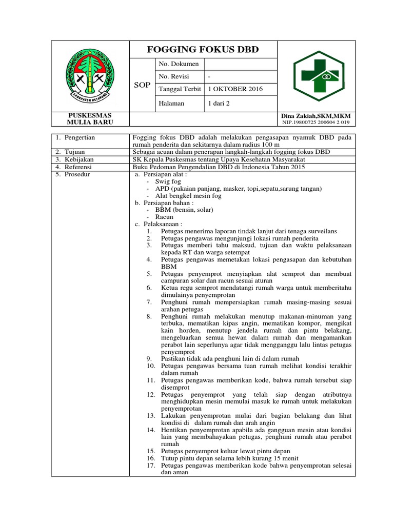 SOP Fogging Fokus DBD | PDF