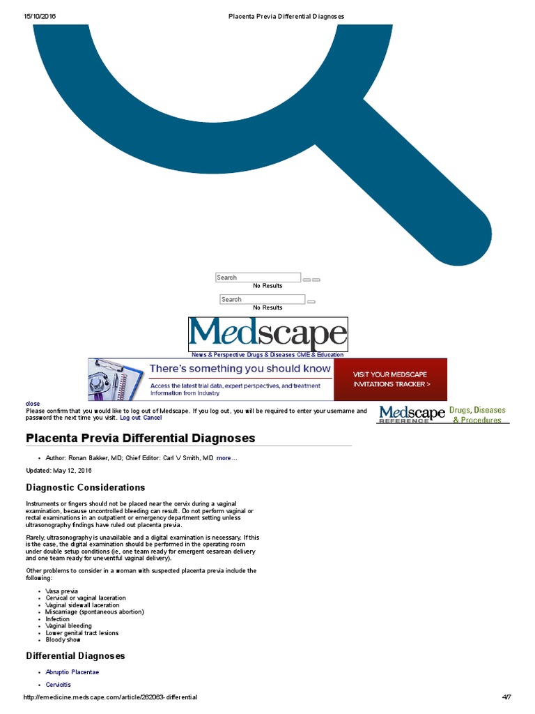 Placenta Previa Differential Diagnoses | PDF | Gynaecology | Medicine