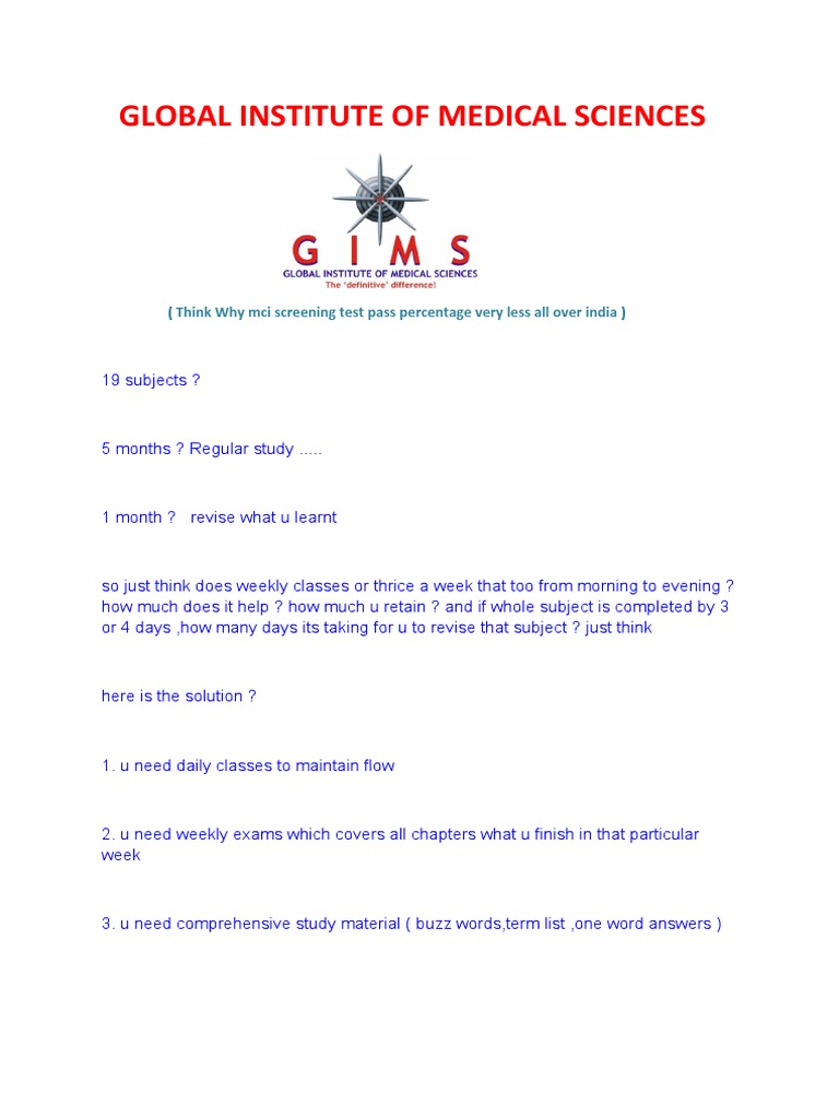 Mci Screening Test Material | PDF | Career & Growth