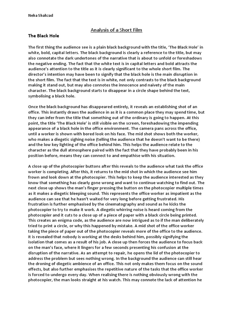 Short Film Analysis | PDF | Leisure