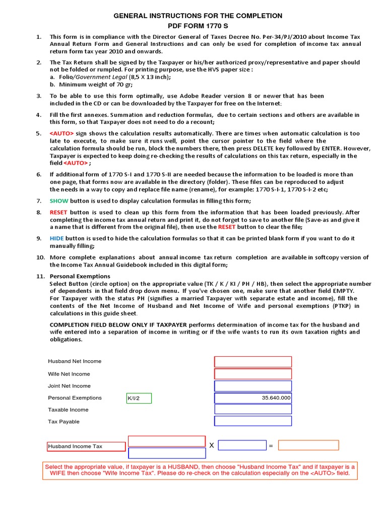 General Instructions For The Completion PDF Form 1770 S | Download Free ...