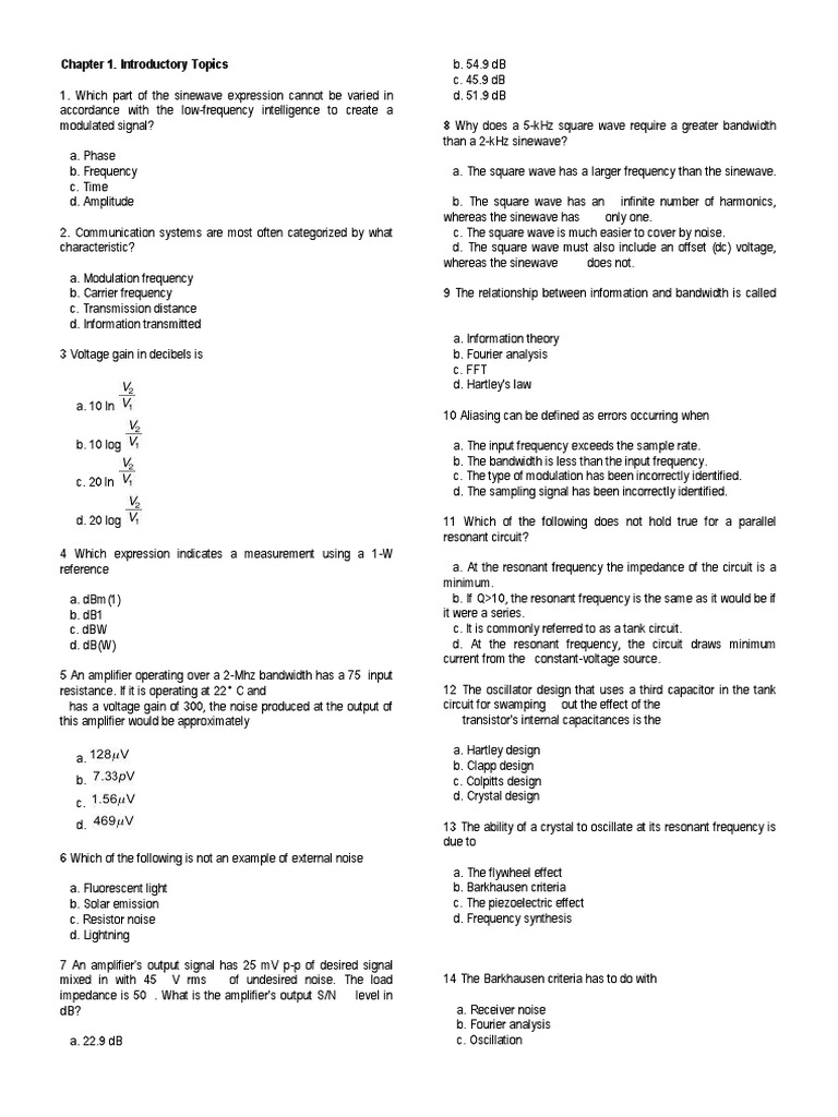 Miller MCQ PDF | PDF | Frequency Modulation | Amplifier