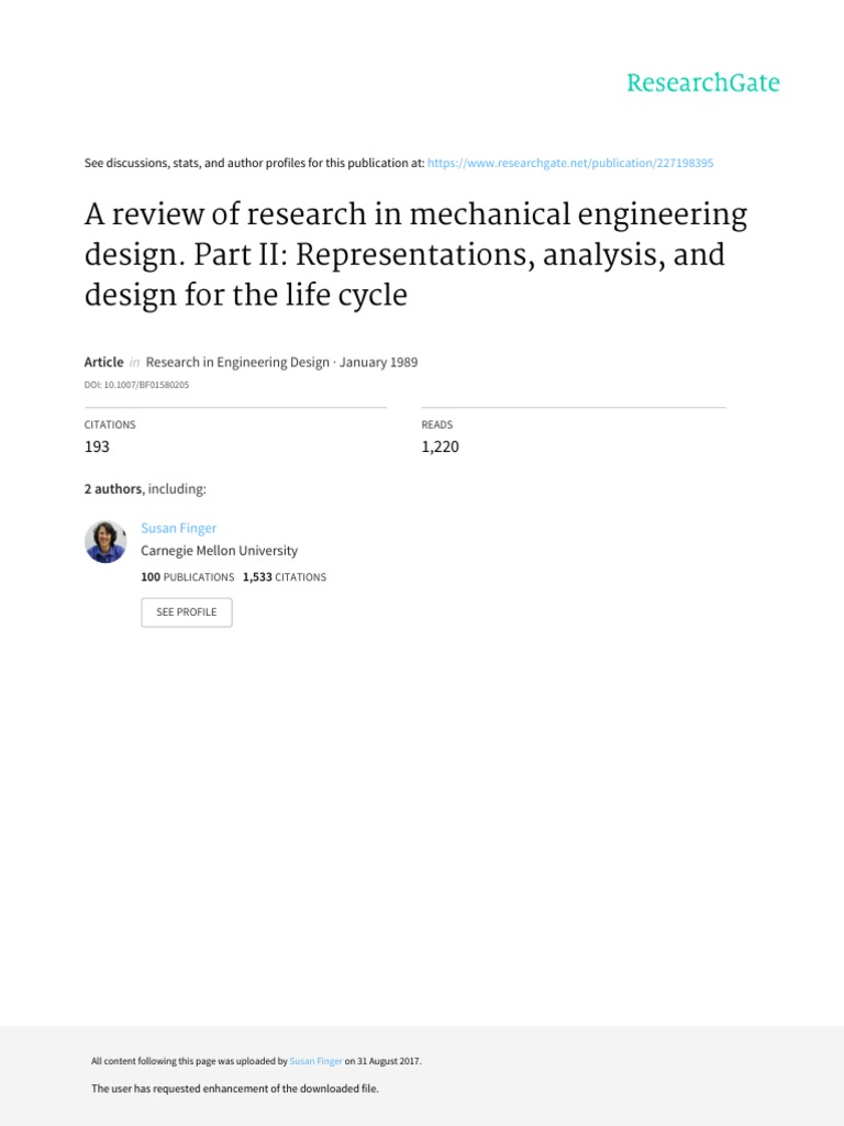 A Review of Research in Mechanical Engineering Des | PDF | Product ...