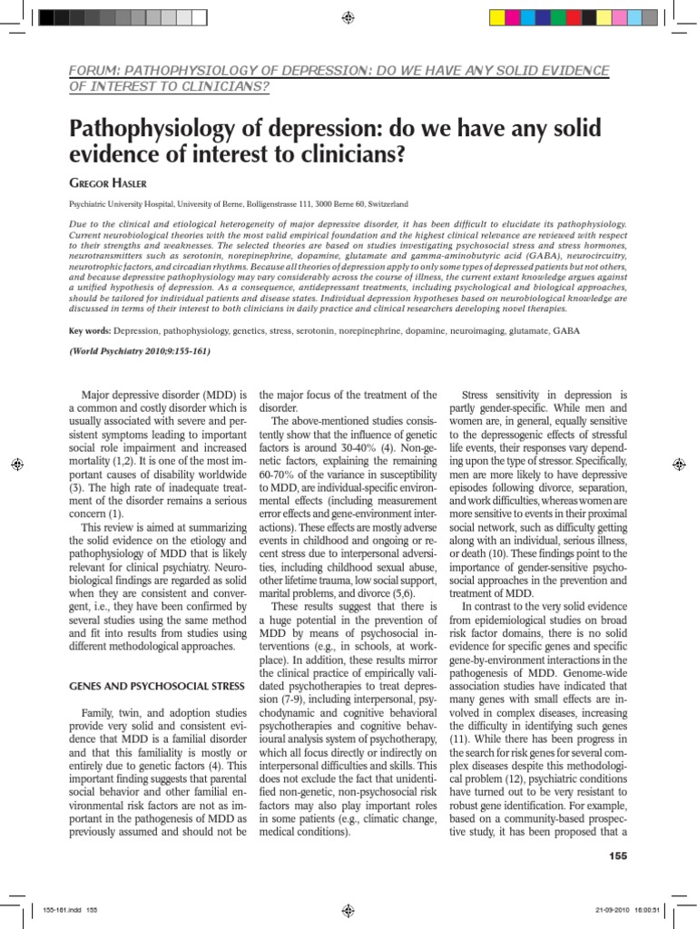 Pathophysiology of Depression: Do We Have Any Solid Evidence of ...