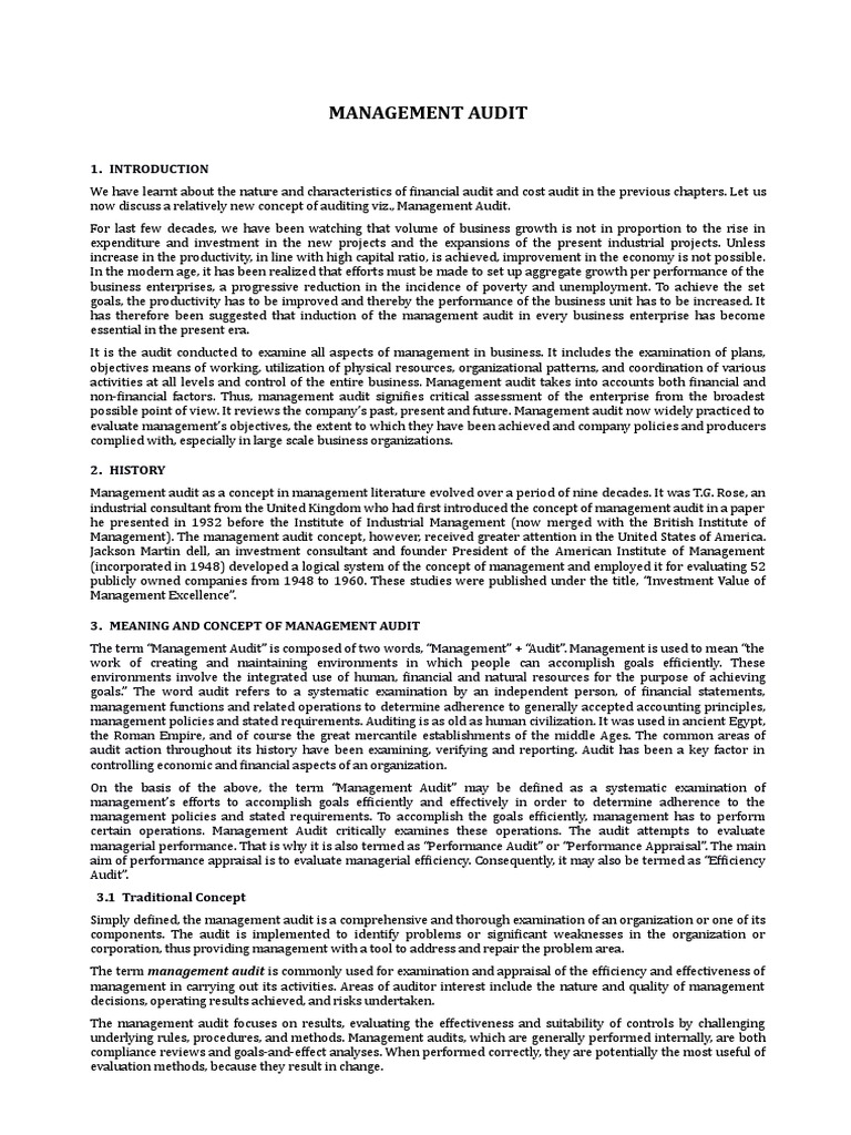 Management Audit | PDF | Audit | Financial Audit
