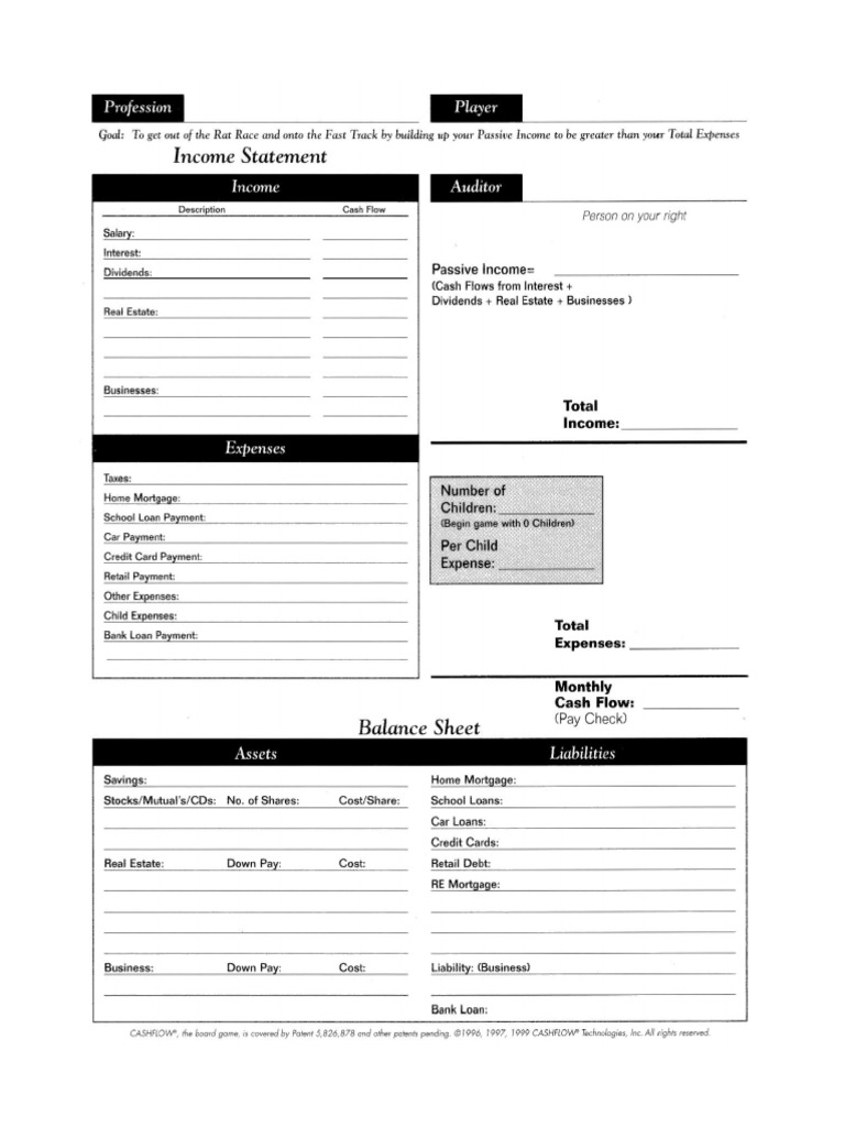 Cashflow 101 Professions | PDF