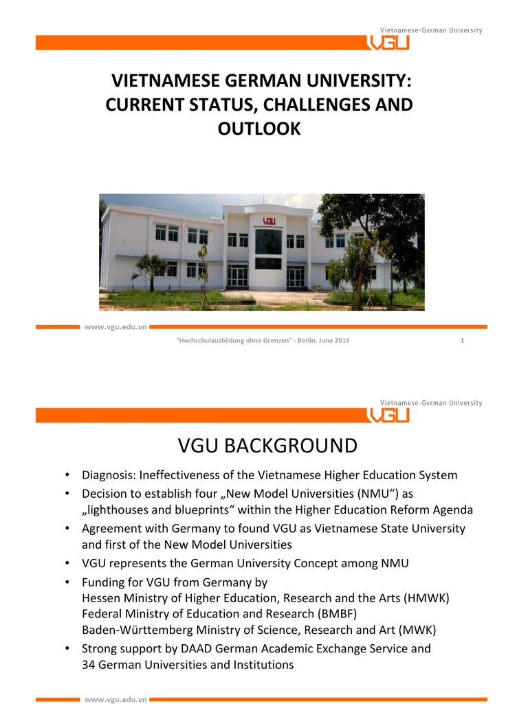 Vietnamese German University: Current Status, Challenges and Outlook | PDF