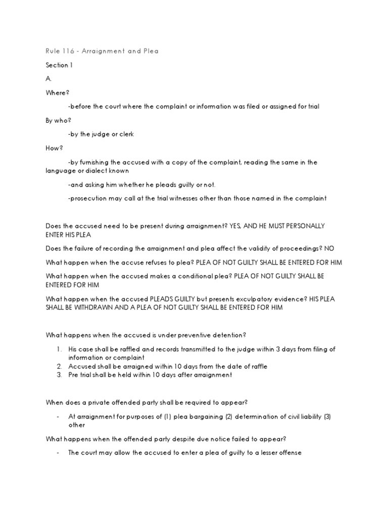 Arraignment and Plea | PDF | Plea | Arraignment