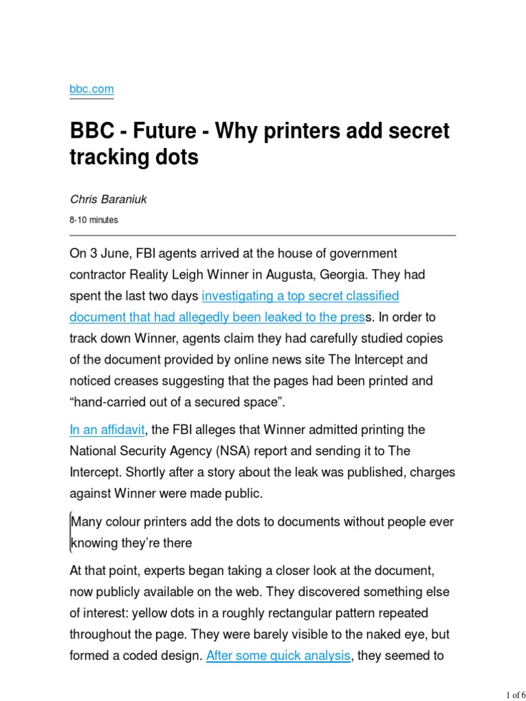Secret Tracking Dots in Printers Explained | PDF | National Security ...
