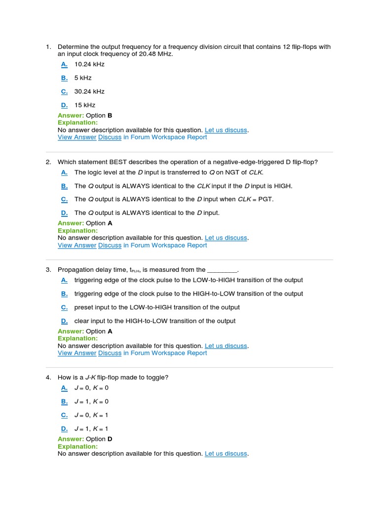 A. B. C. D.: Answer: Explanation | PDF | Electronic Circuits ...