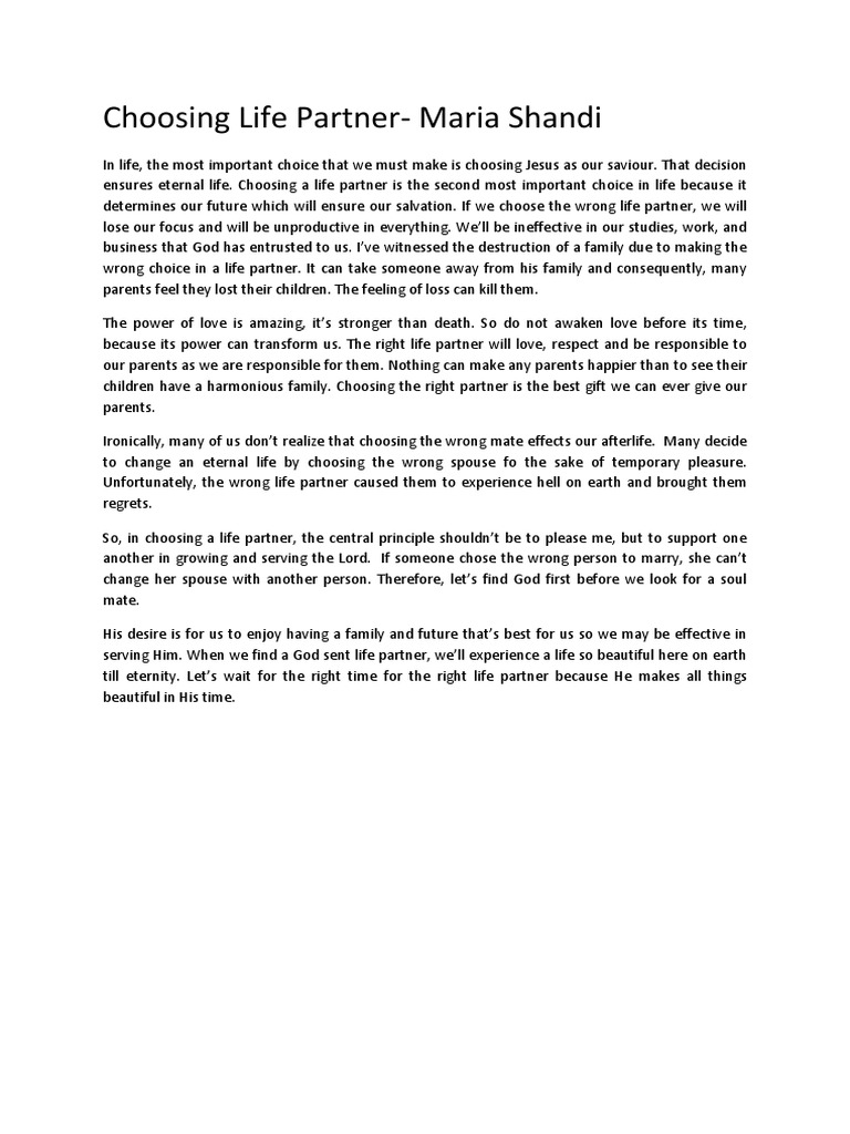 Choosing Life Partner | PDF