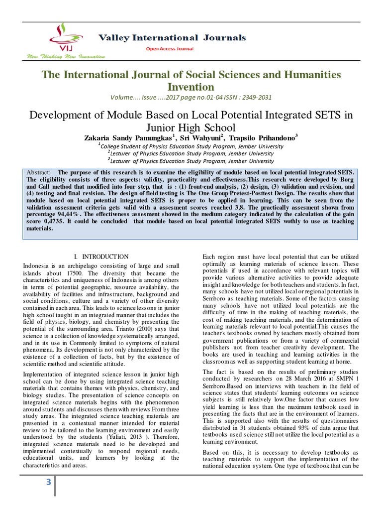 Valley International Journal - Development of Module Based On Local ...