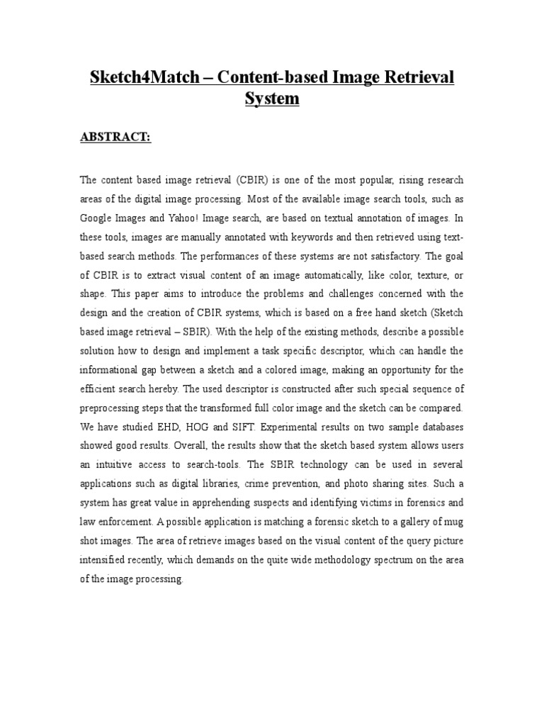 Sketch4Match - Content-Based Image Retrieval | PDF | Cluster Analysis | Information Retrieval