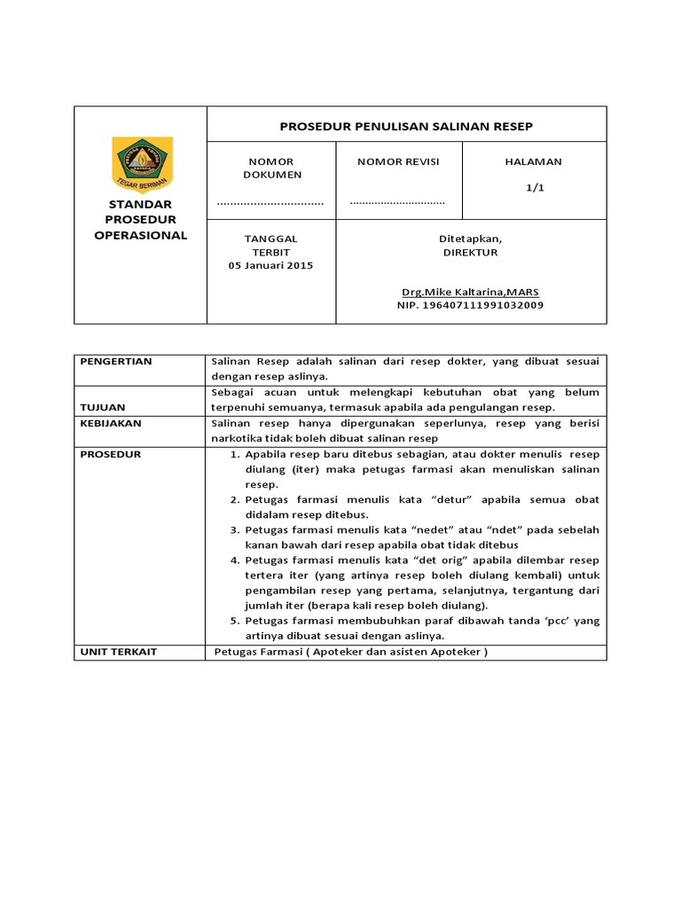 Penulisan Salinan Resep | PDF