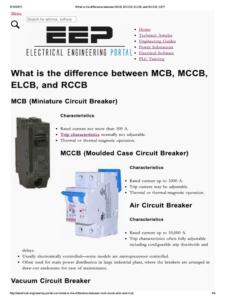 What is the Difference Between MCB, MCCB, ELCB, And RCCB _ EEP
