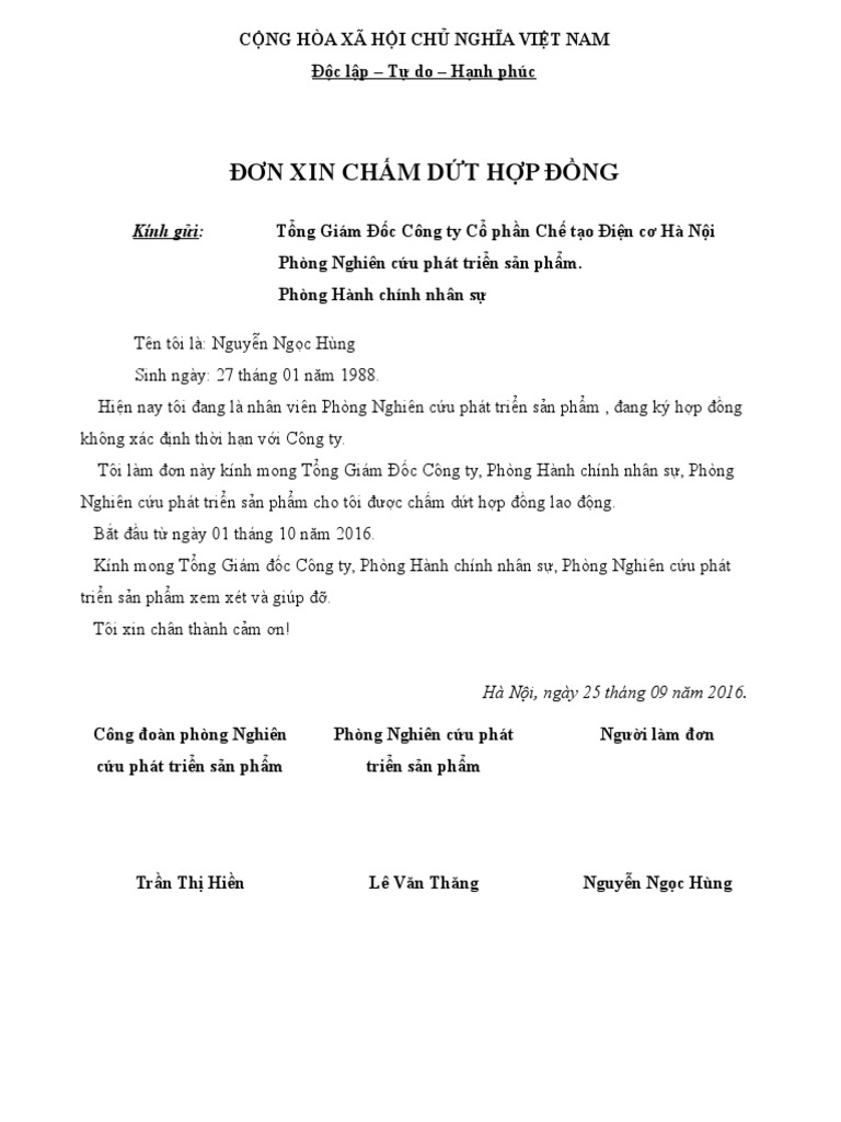 Don Xin Cham Dut Hop Dong | PDF