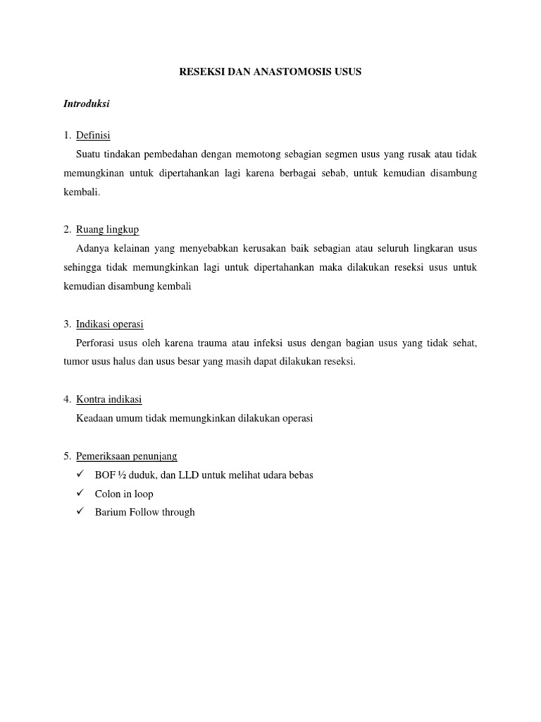 Reseksi dan Anastomosis Usus: Panduan Lengkap | PDF | Sains & Matematika