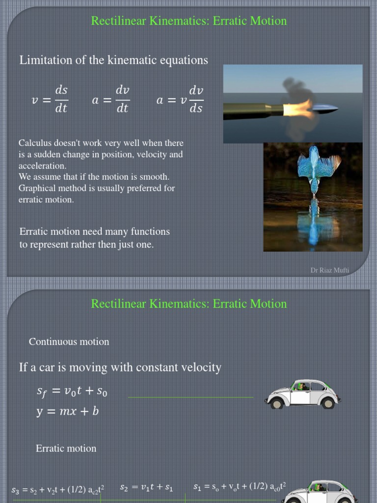 Understanding Erratic Motion in Kinematics | PDF | Velocity | Acceleration