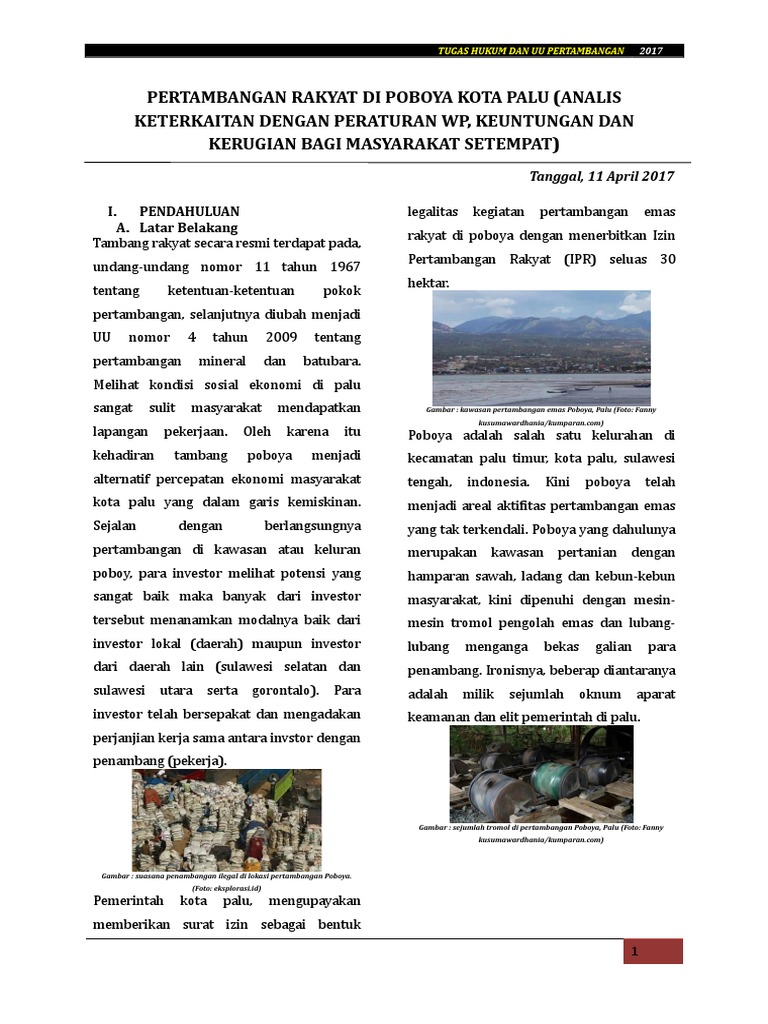 Dampak Pertambangan Rakyat Poboya | PDF