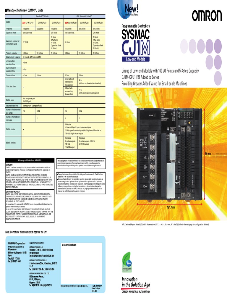 CJ1M (Brochure) PDF | Download Free PDF | Input/Output | Programmable Logic Controller