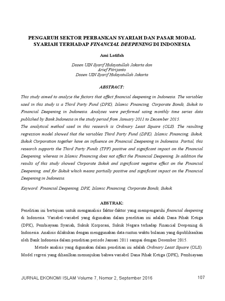 Pengaruh Sektor Perbankan Syariah Dan Pasar Modal Syariah Terhadap ...