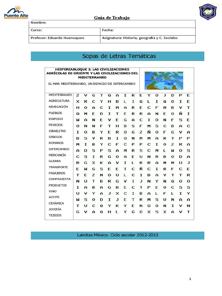 Sopa de Letras Mar Mediterraneo | PDF