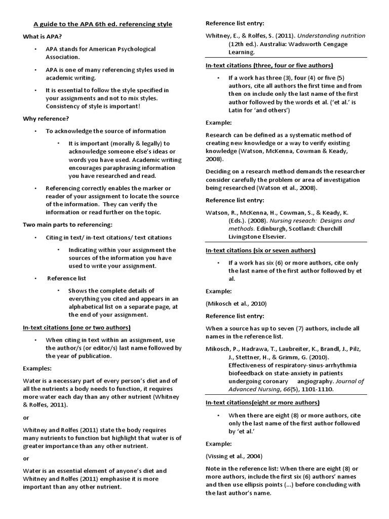 A Guide To The APA 6th Ed | PDF | Citation | Digital Object Identifier