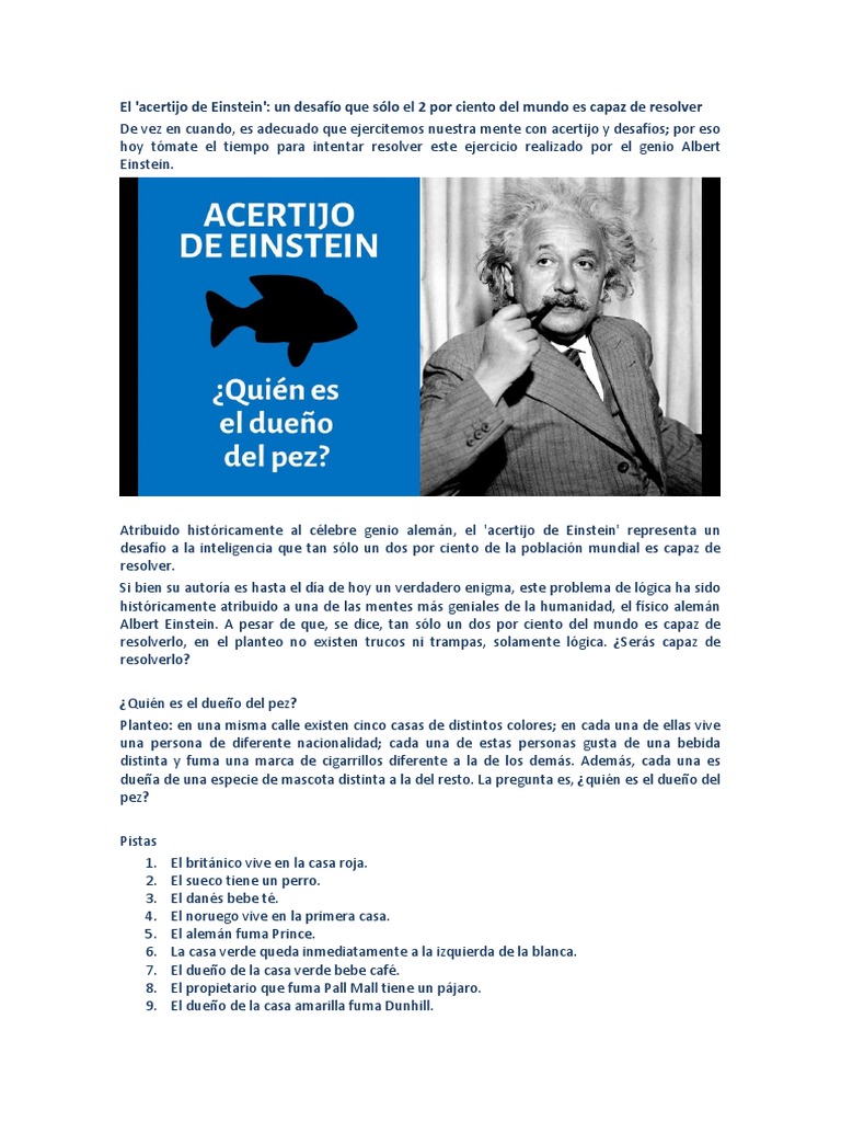 El Acertijo de Einstein | PDF | Albert Einstein
