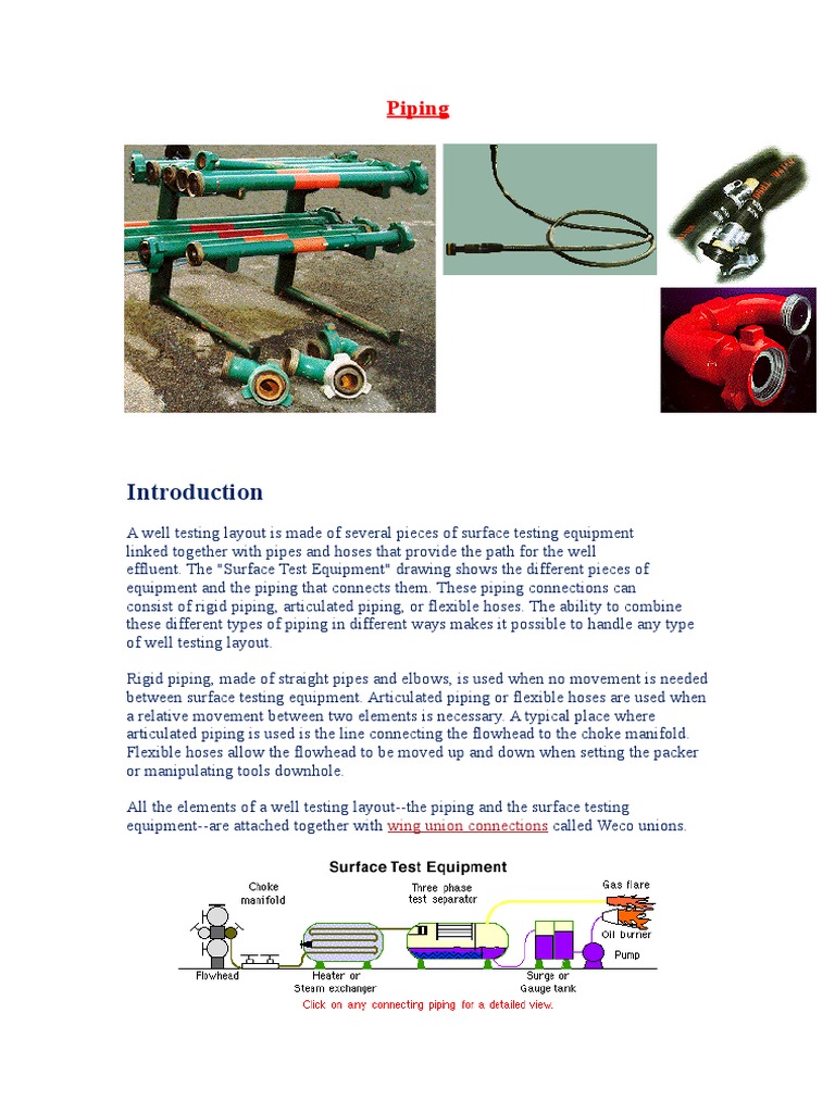 Piping: Wing Union Connections | PDF | Pipe (Fluid Conveyance) | Hose