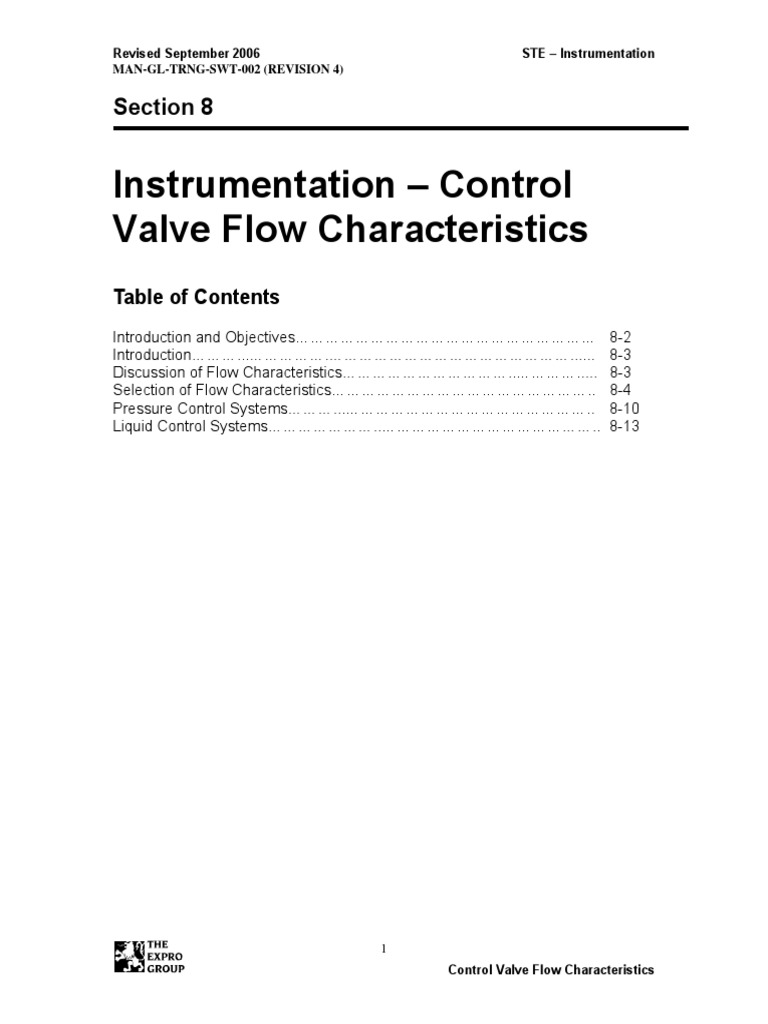 Section 8 - Control Valve Flow Characteristics PDF | PDF | Valve ...