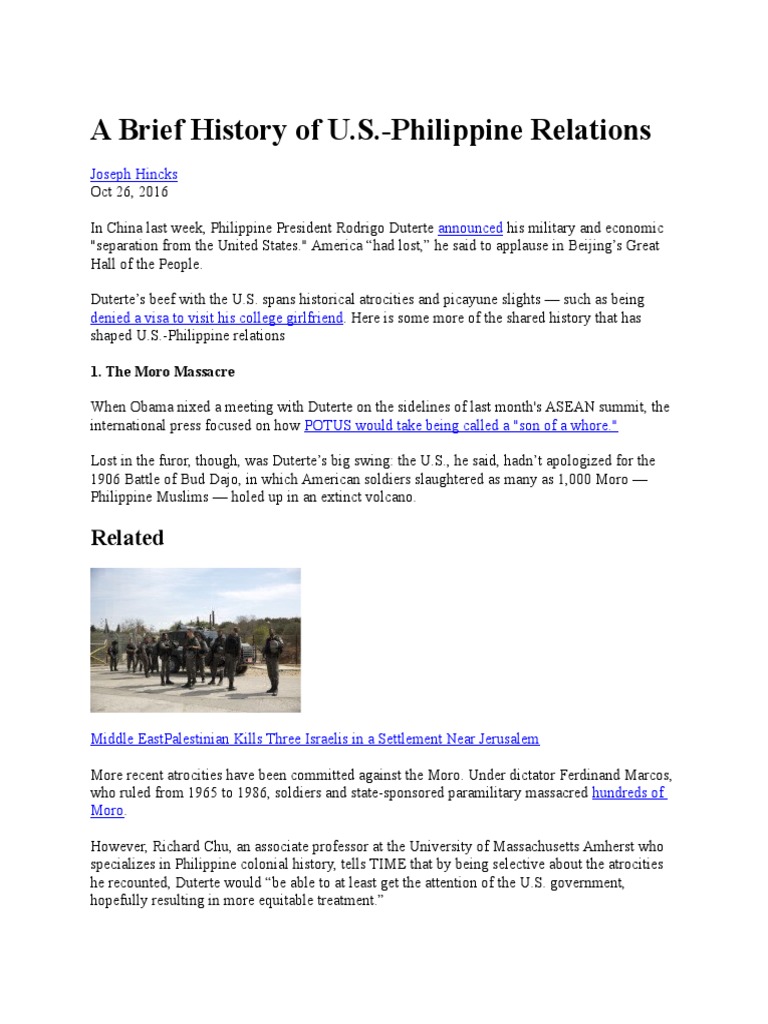 U.S.-Philippine Relations: A Historical Overview | PDF | Rodrigo ...