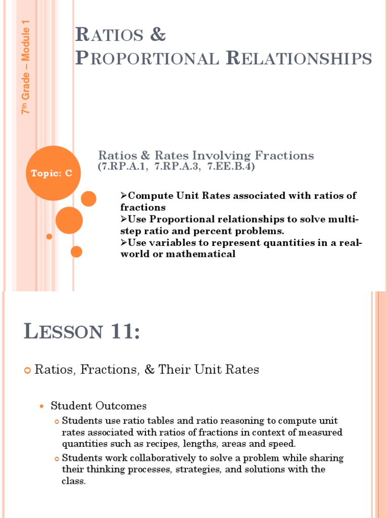 7th Grade Module 1 - Lesson 11 | PDF | Ratio | Time