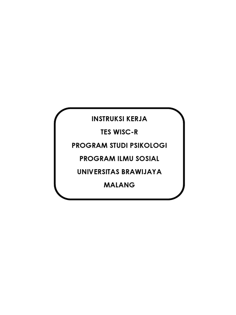 WISC-R TES INTELIGENSI ANAK | PDF