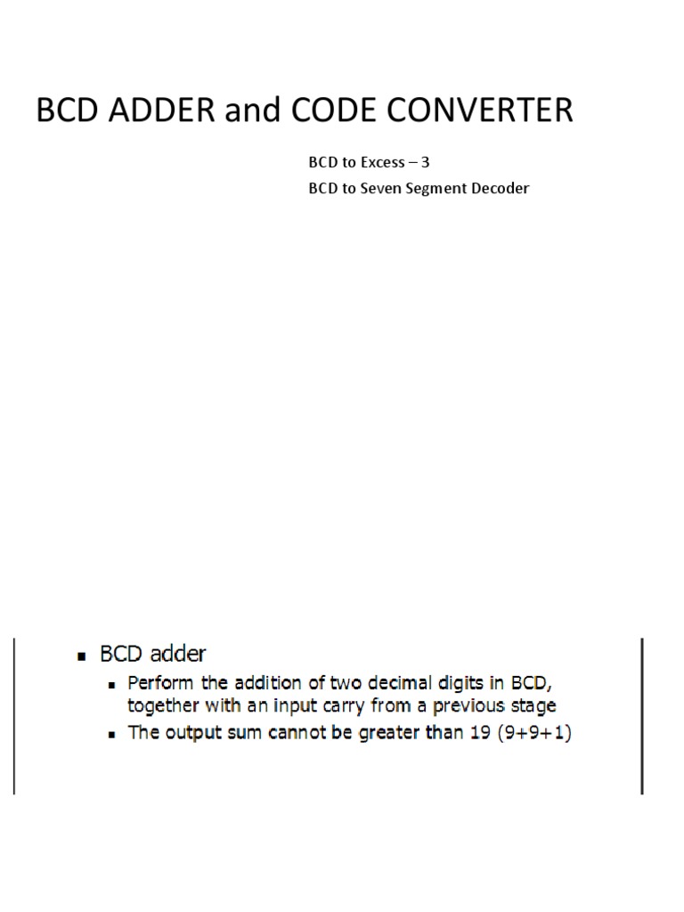 BCD Adder & Code Converter | PDF | Binary Coded Decimal | Computer ...
