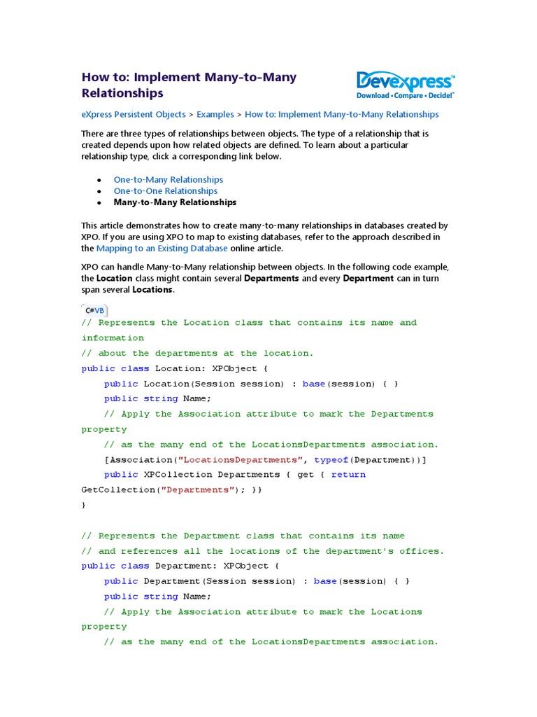 How To: Implement Many-to-Many Relationships | PDF | Databases ...
