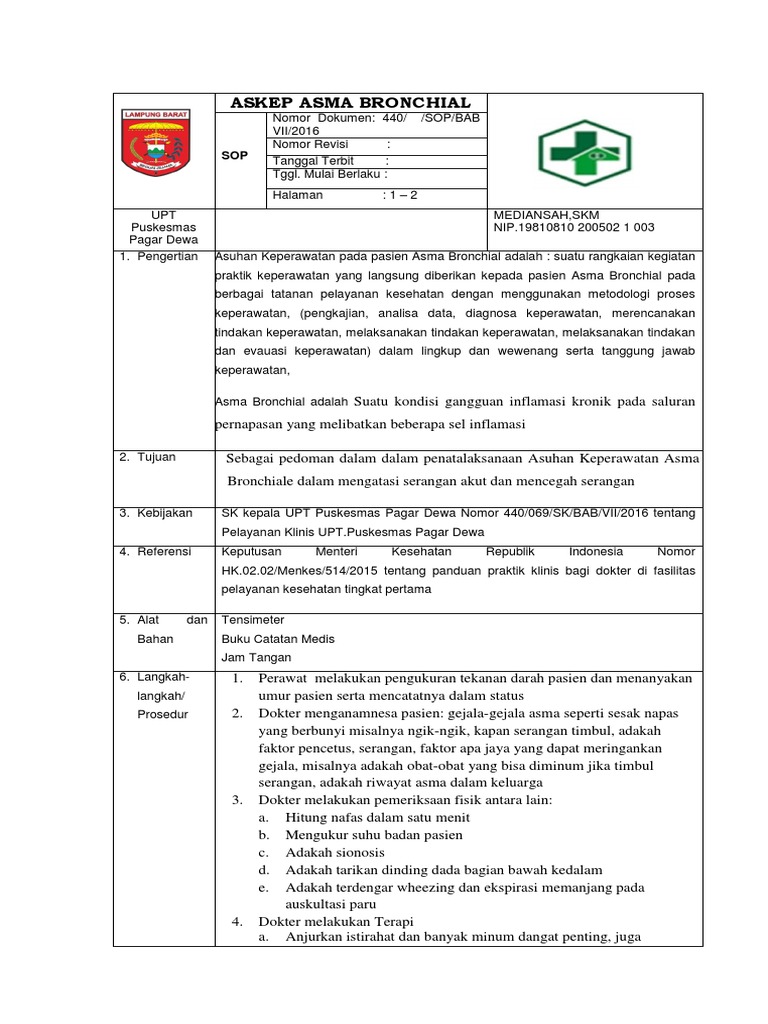 Sop Askep Asma | PDF