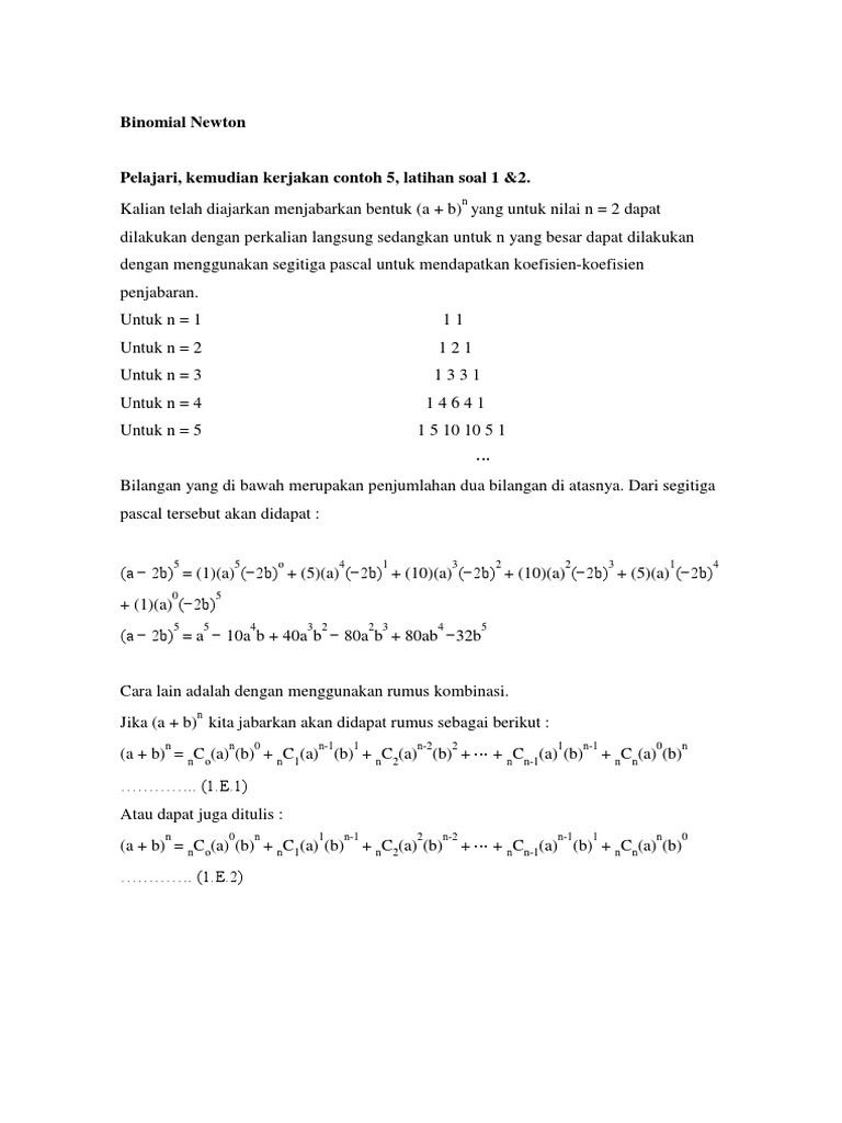 Pertemuan 8 Binomial Newton 1 | PDF