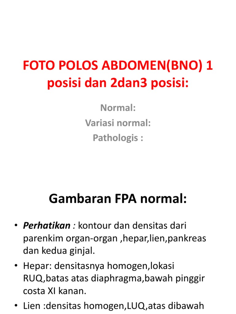 Gambaran Normal dan Patologis BNO Abdomen | PDF