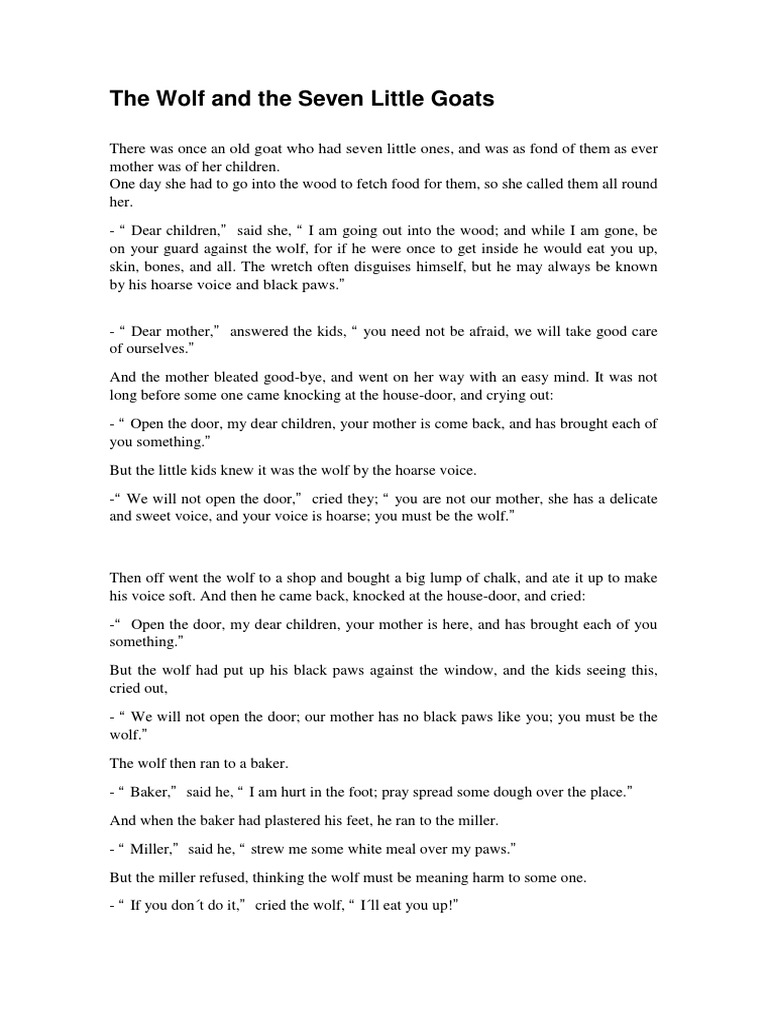 The Wolf and The Seven Little Goats | PDF