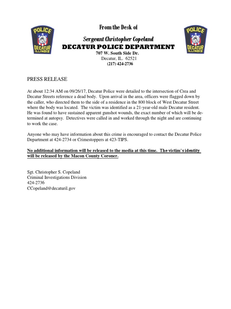 West Decatur Release | PDF | Law | Mystery, Thriller & Crime Fiction