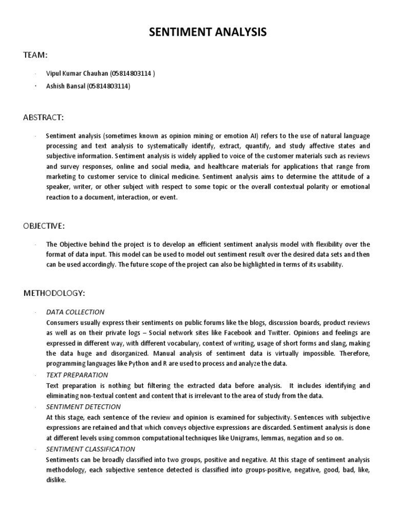 Sentiment Analysis: Team | Download Free PDF | Information Science ...