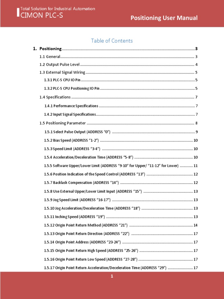 (CIMON) PLC-S CPU Built-In Positioning User Manual | PDF | Parameter (Computer Programming ...