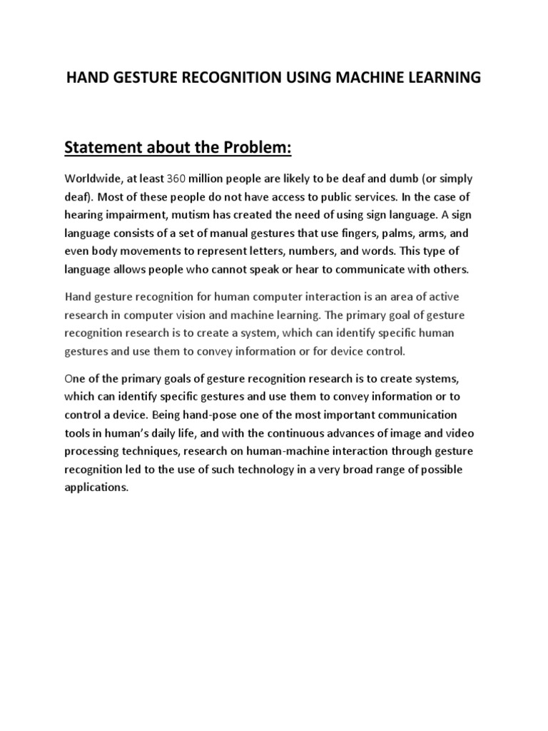 Hand Gesture Recognition | PDF | Statistical Classification | Machine ...