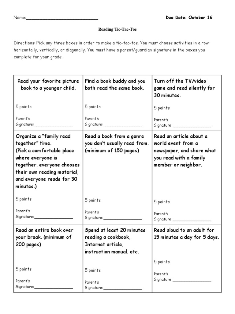 Core 2 and 4 Reading Tic Tac Toe | PDF
